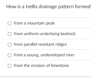 High Quality SOLUTION How is a trellis drainage pattern formedfrom a | Chegg.com