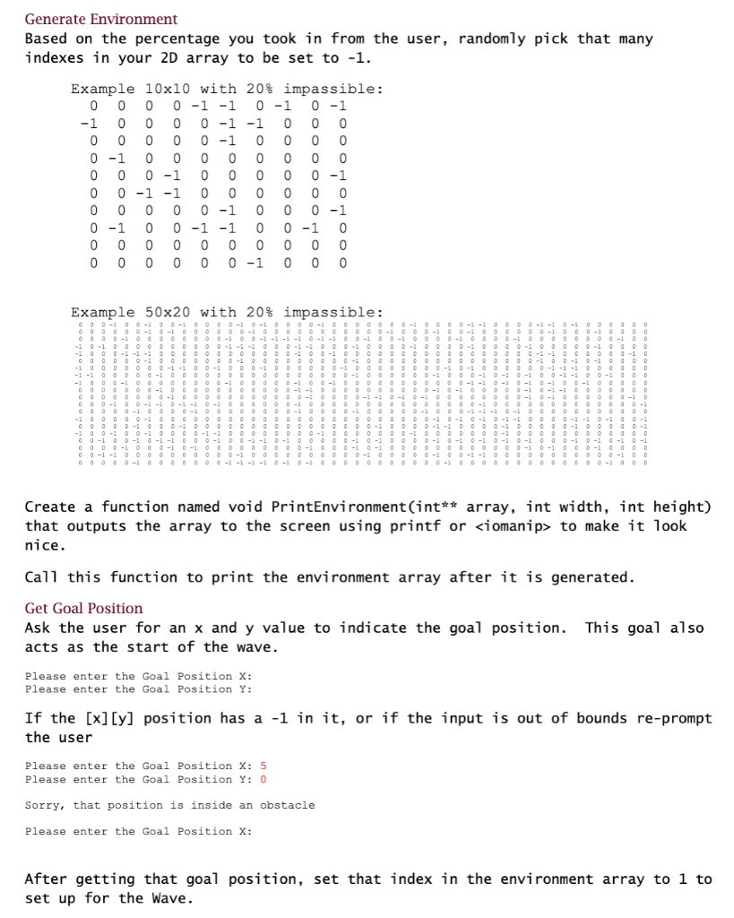 Solved Specifications: Option #1 - Wavefront Path Finder | Chegg.com