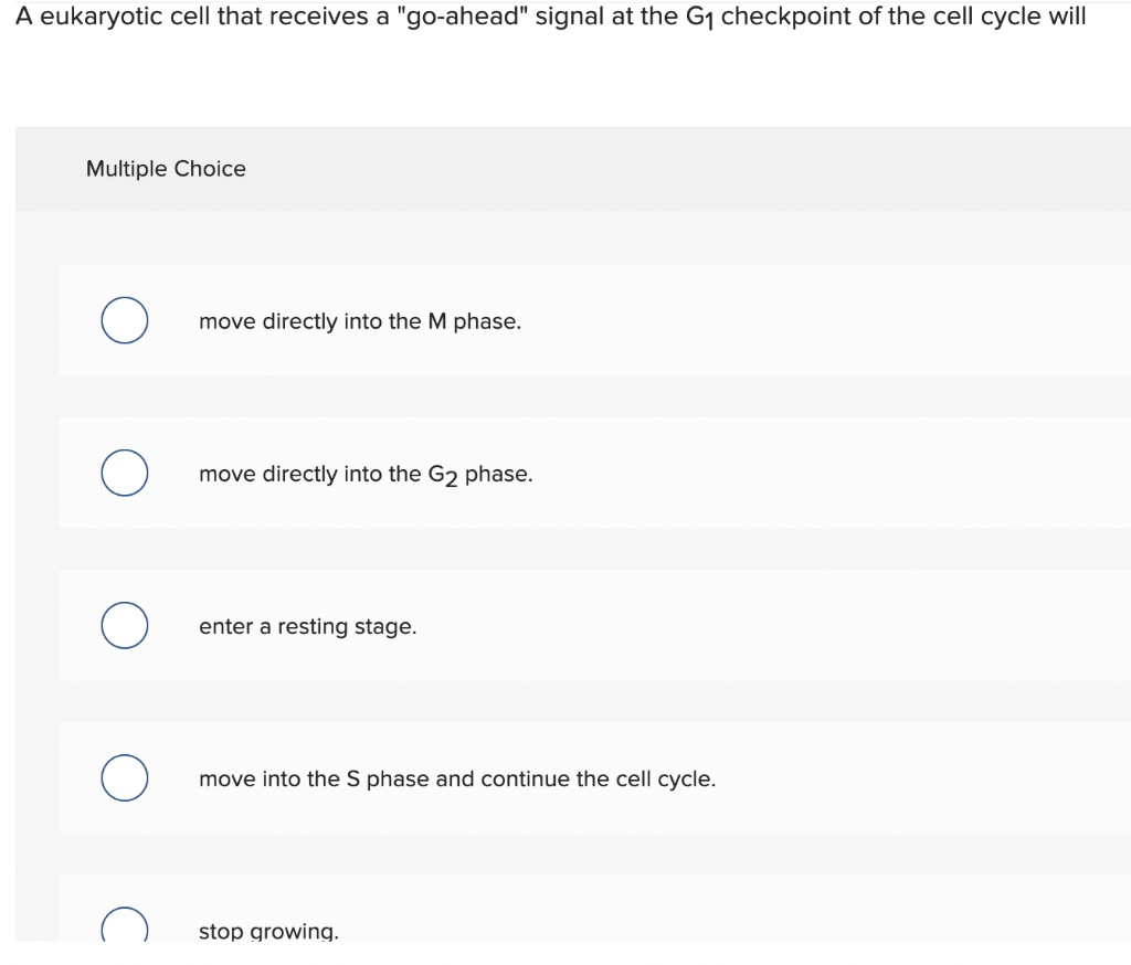 Solved A eukaryotic cell that receives a "go-ahead" signal | Chegg.com