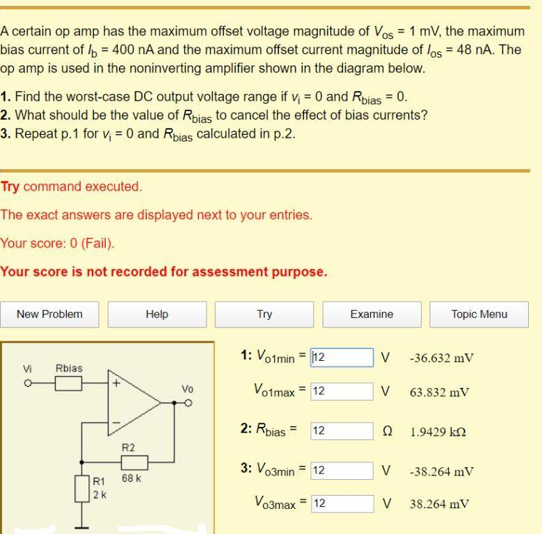 Solved A certain op amp has the maximum offset voltage | Chegg.com