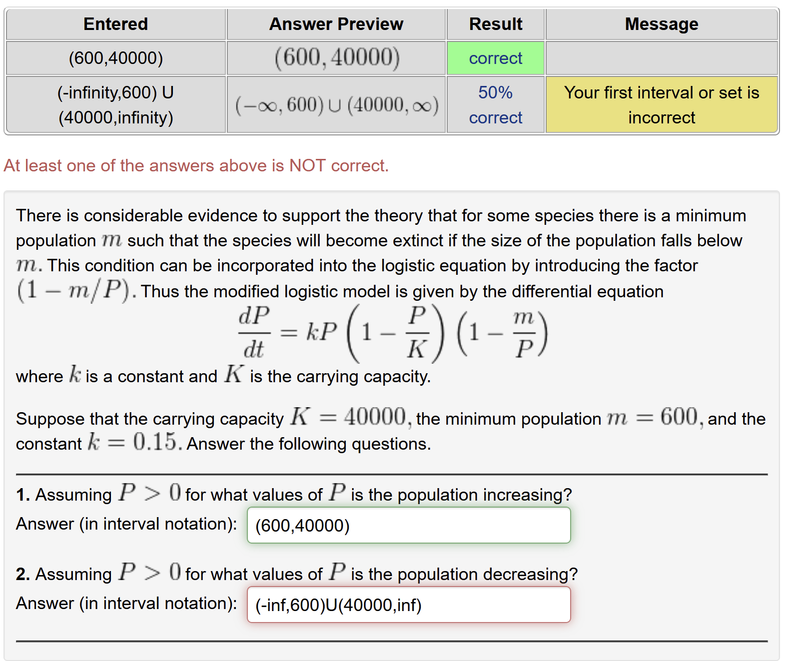 Solved At least one of the answers above is NOT correct. | Chegg.com