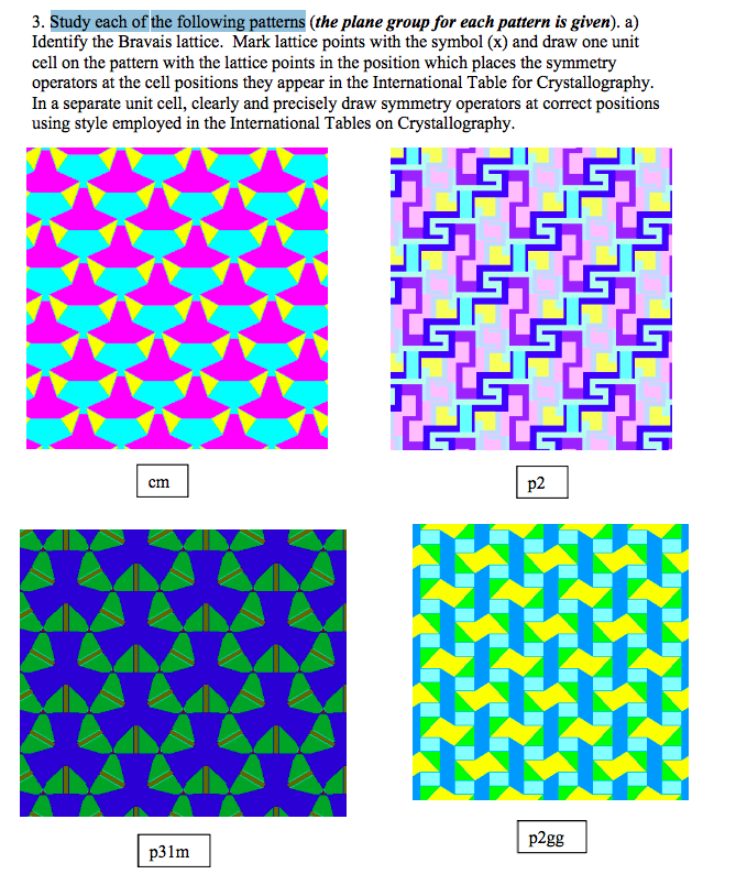 3. Study each of the following patterns (the plane | Chegg.com