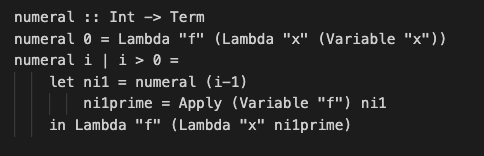 numeral :: Int → Term numeral 0= Lambda " f " (Lambda | Chegg.com
