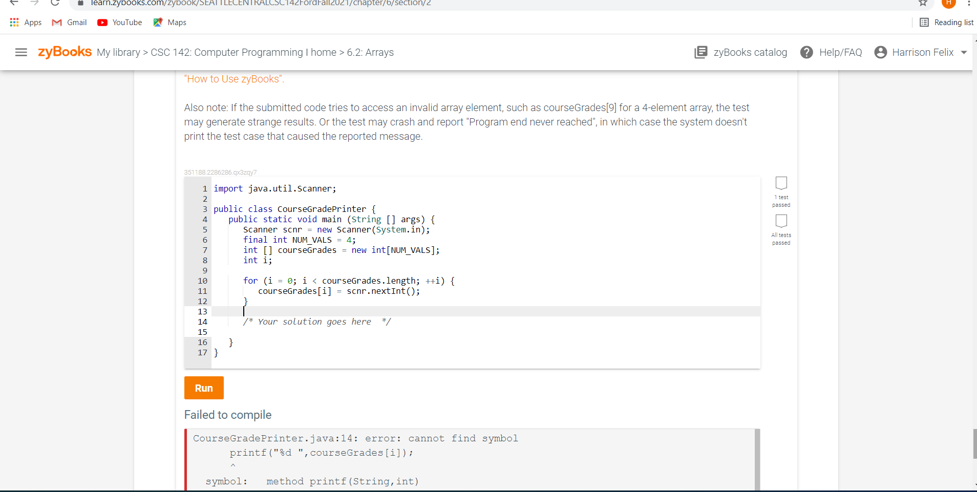Solved ZyBooks My Library CSC 142 Computer Programming Chegg