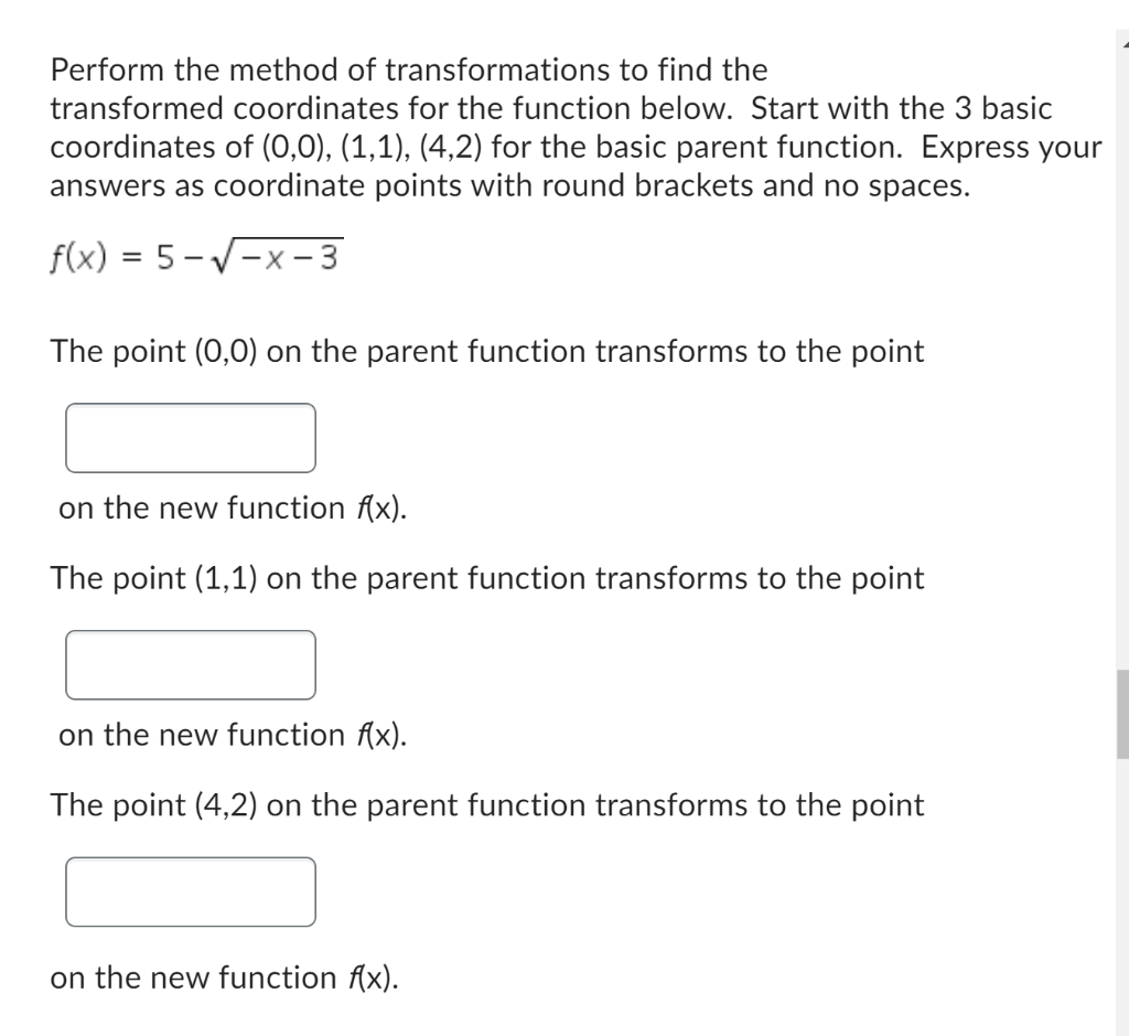 Solved Perform the method of transformations to find the | Chegg.com