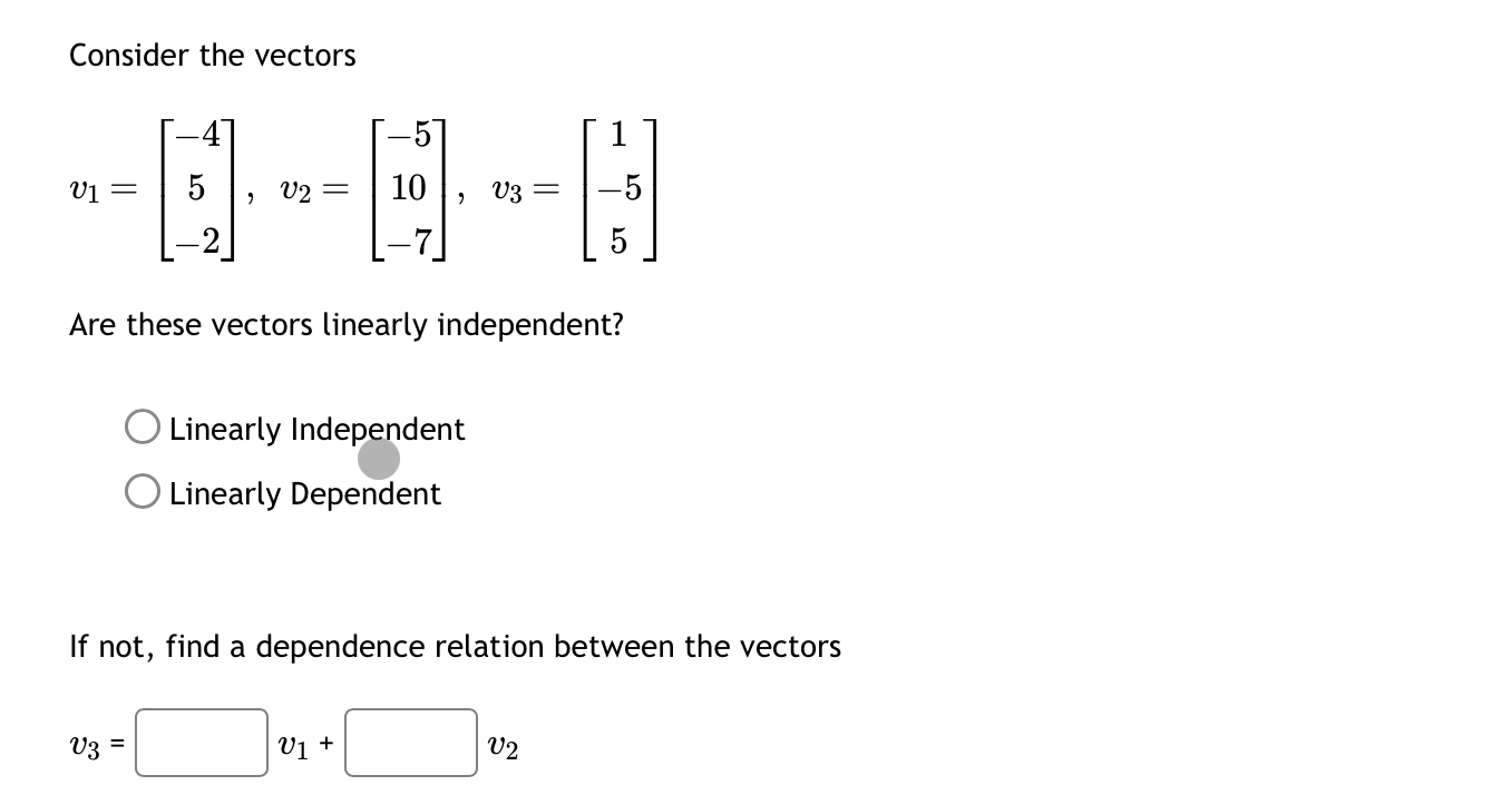 Solved Consider the vectors | Chegg.com