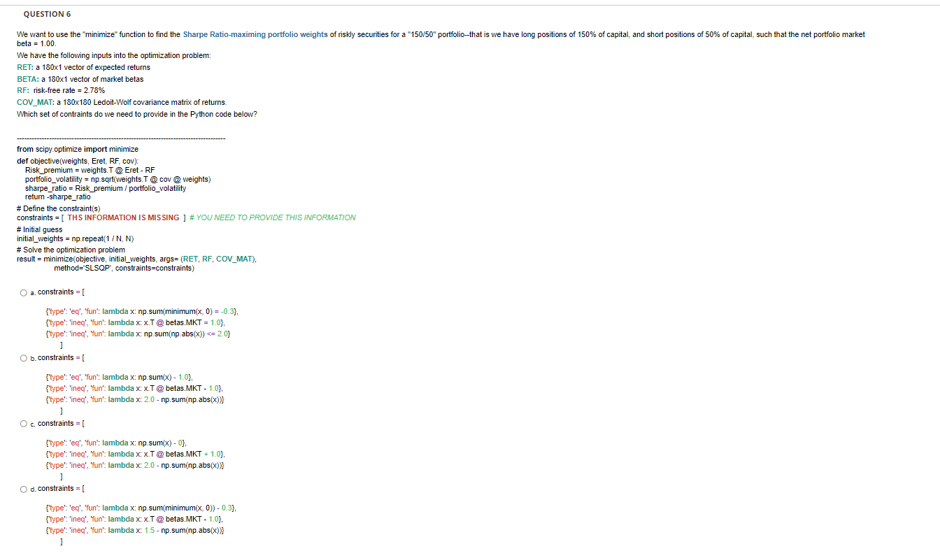 beta =1.00 We have the following inputs into the | Chegg.com