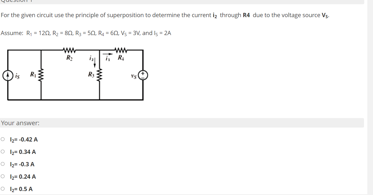 Solved For the given circuit use the principle of | Chegg.com