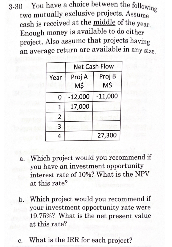 Solved 3-30 You have a choice between the following two | Chegg.com