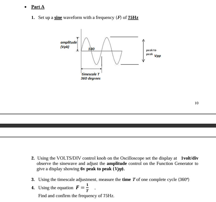 Solved - ﻿Part A 1. ﻿Set up a sine waveform with a frequency | Chegg.com