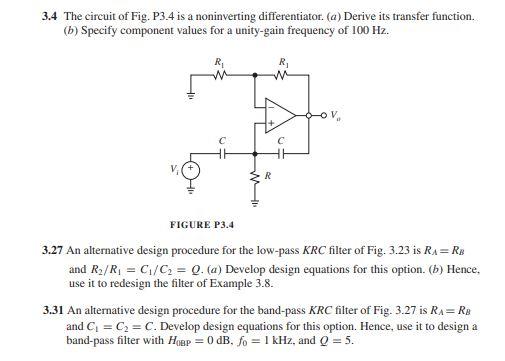 Solved 3.4 The circuit of Fig. P3.4 is a noninverting | Chegg.com