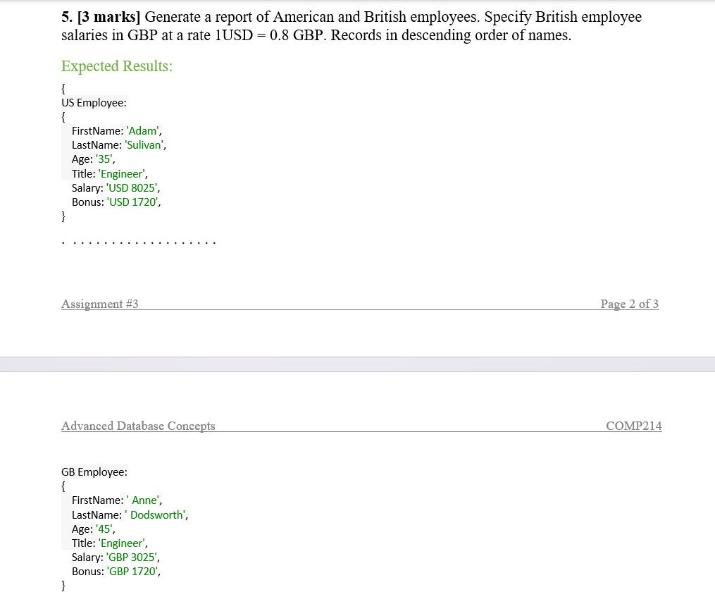 Solved Using Mongo db and the contents of employees.json | Chegg.com