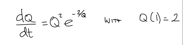 Solved Consider the IVP given below: dQ/dt=(Q^2)e^-(2/Q) | Chegg.com