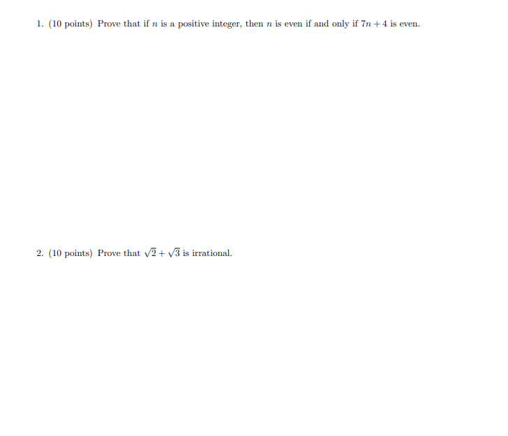Solved 1. (10 points) Prove that if n is a positive integer, | Chegg.com