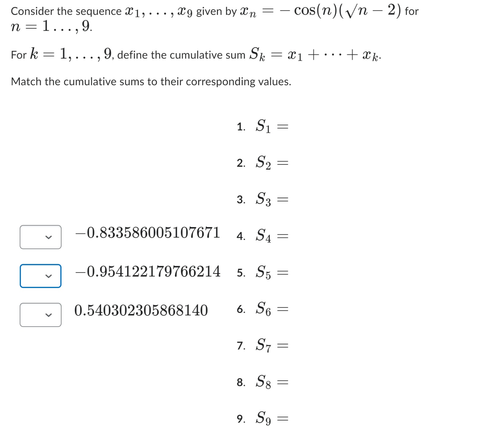 Solved Consider the sequence x1,…,x9 given by | Chegg.com