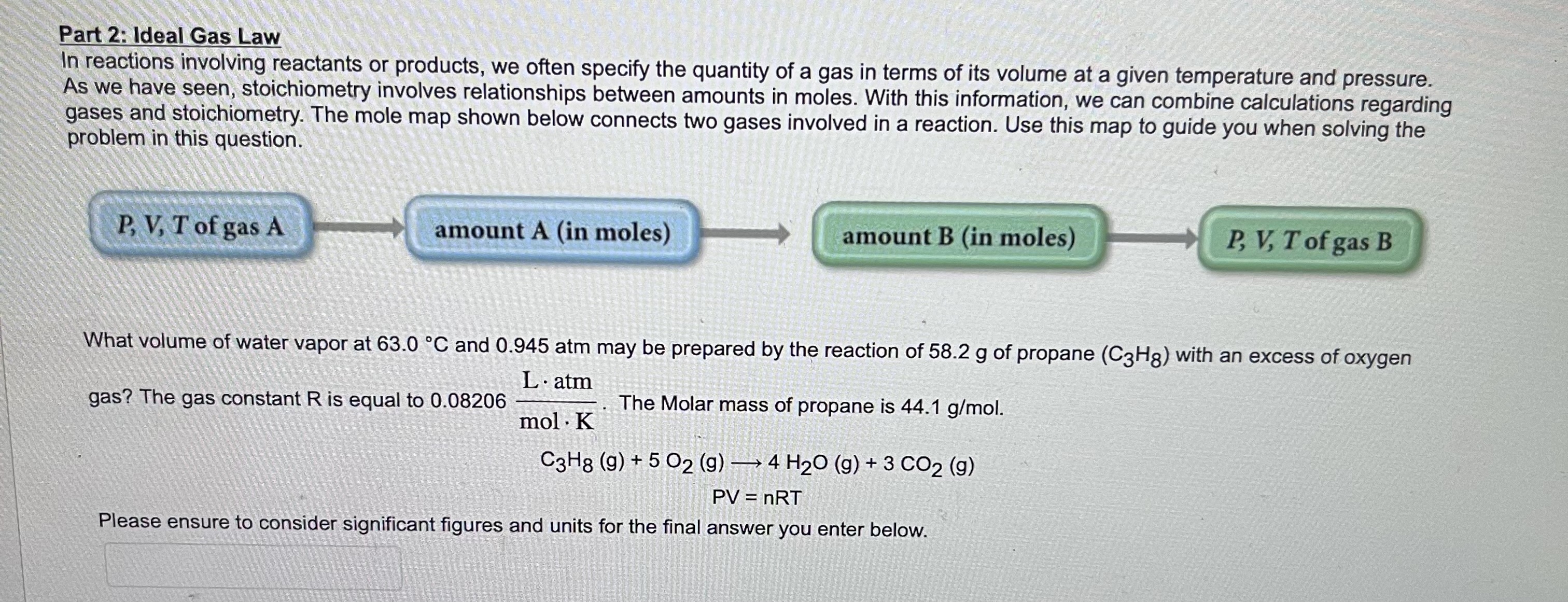 Solved Part 2: Ideal Gas Law In reactions involving | Chegg.com