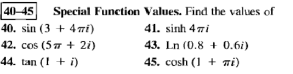 Solved 40-45 Special Function Values. Find the values of 40. | Chegg.com