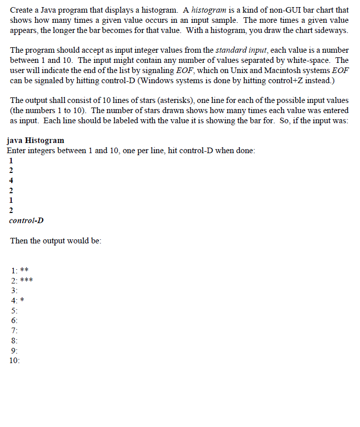 Solved Create A Java Program That Displays A Histogram A 1817