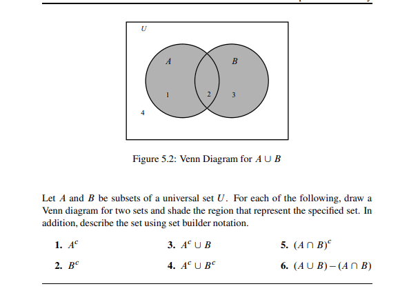 Solved U B 3 Figure 5.2: Venn Diagram for AUB Let A and B be | Chegg.com