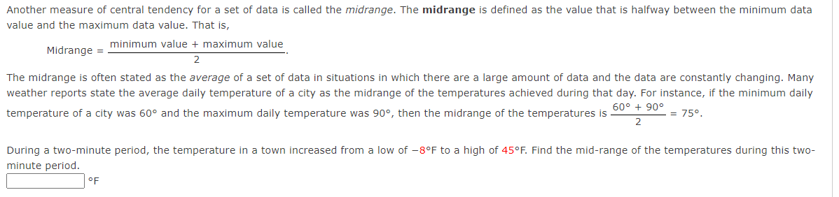 Solved Another measure of central tendency for a set of data | Chegg.com
