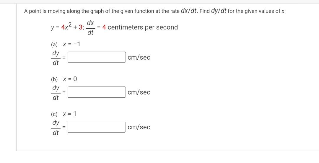 Solved point is moving along the graph of the given function | Chegg.com