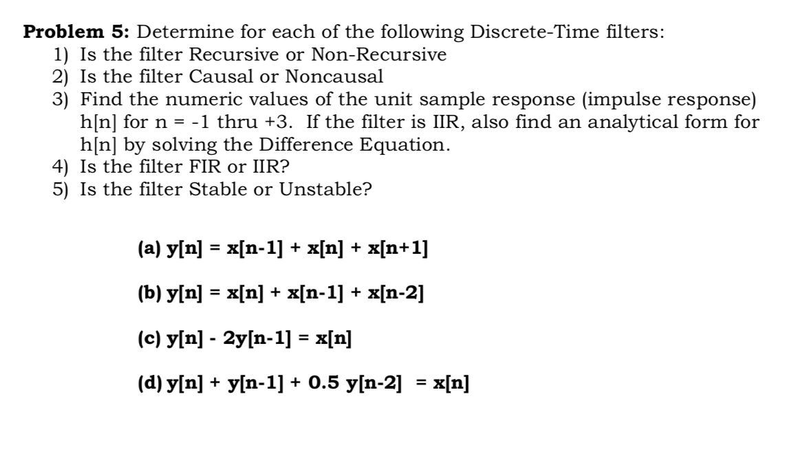 Solved Problem 5 Determine For Each Of The Following 