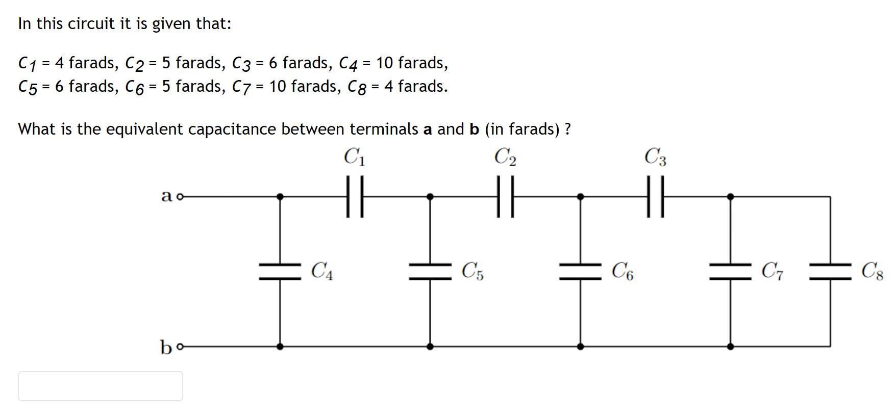 Solved In this circuit it is given that: C1=4 farads, C2=5 | Chegg.com