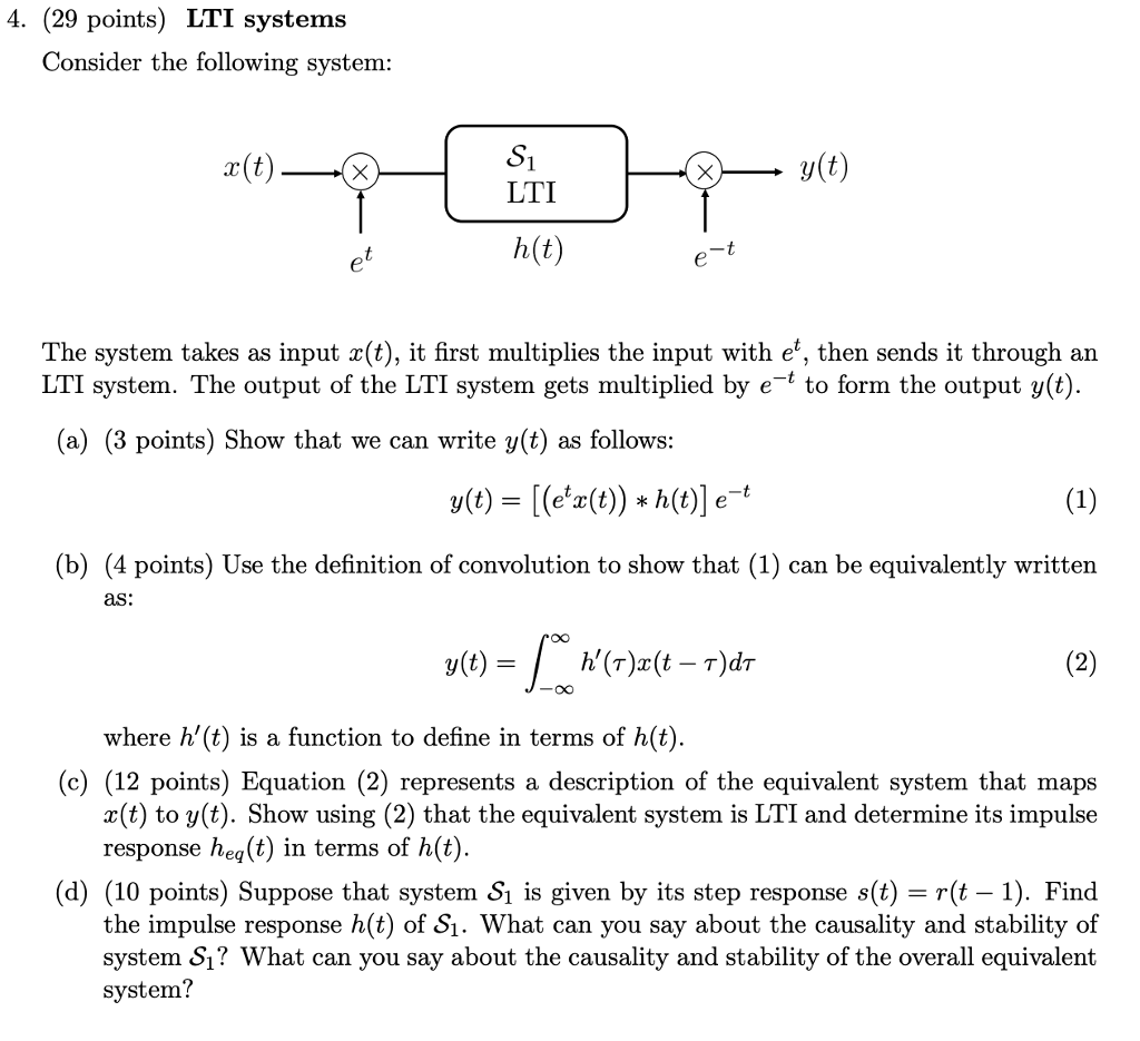 Solved 4. (29 points) LTI systems Consider the following | Chegg.com