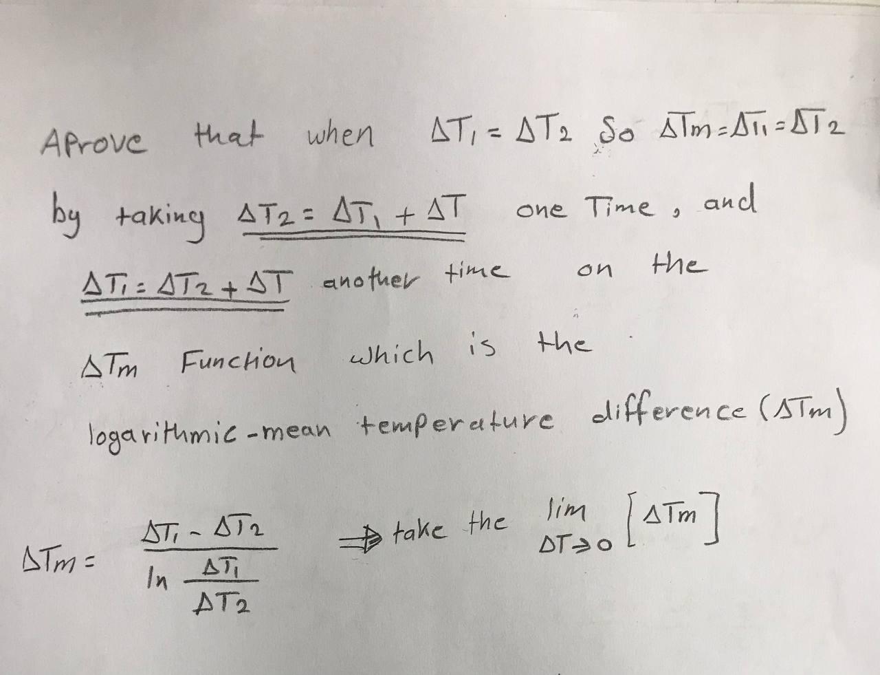 Solved APPROVE THAT IF THE TEMPERATURE INLET DIFFERENCE | Chegg.com