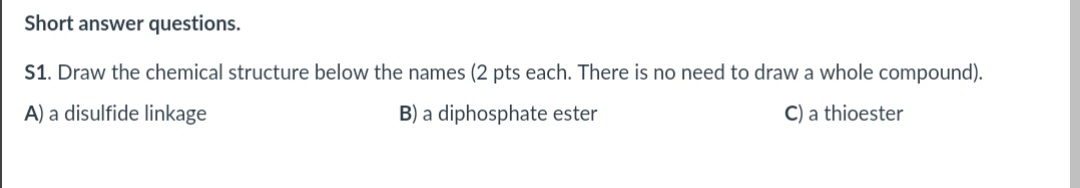 Solved Short answer questions. S1. Draw the chemical | Chegg.com