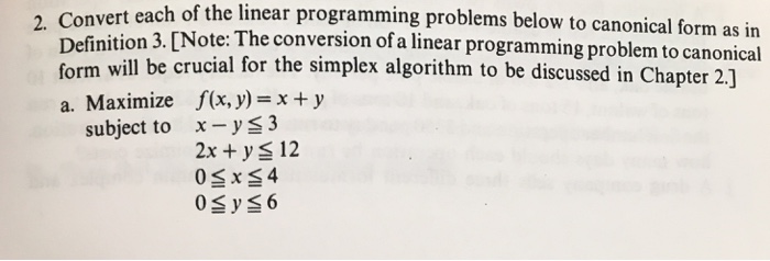 Solved each of the linear programming problems below to | Chegg.com