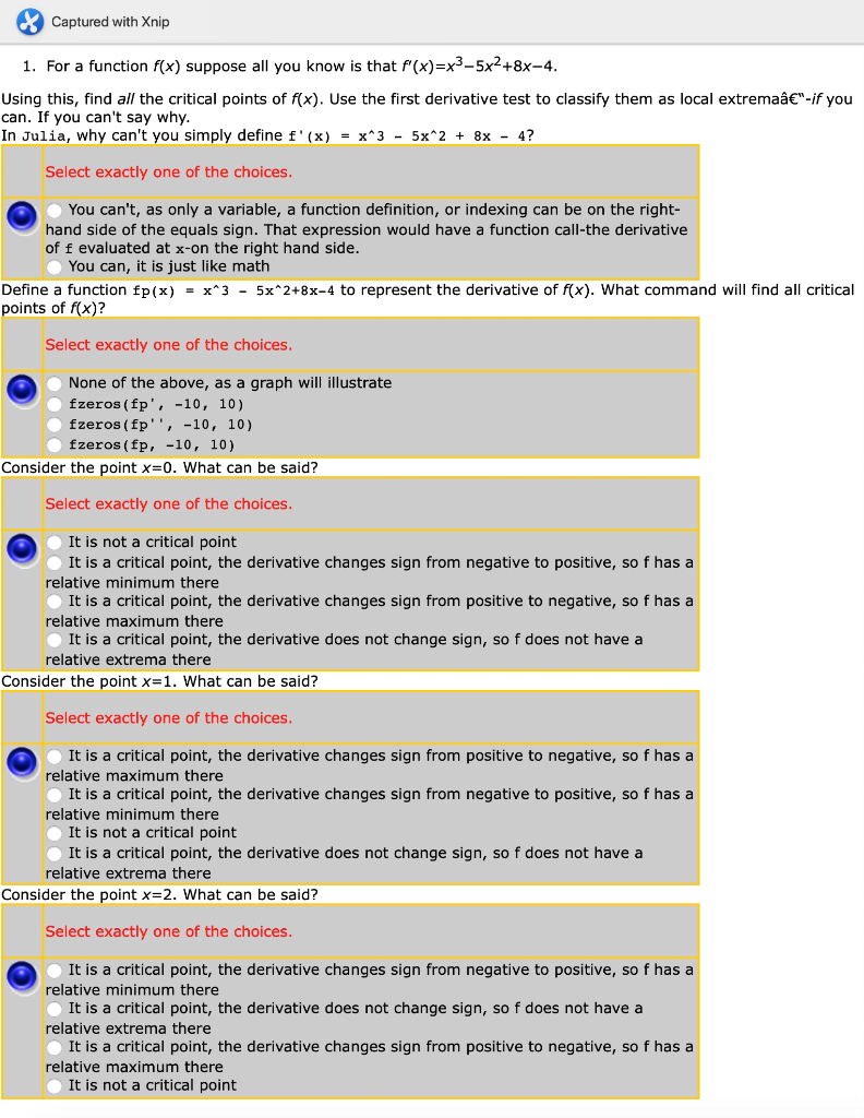Solved Captured with Xnip 1. For a function f(x) suppose all | Chegg.com
