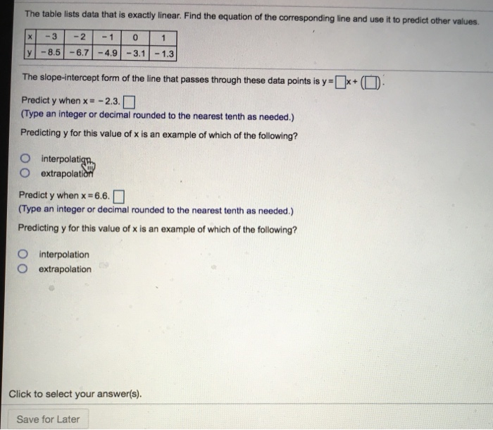 Solved The table lists data that is exactly linear find the | Chegg.com