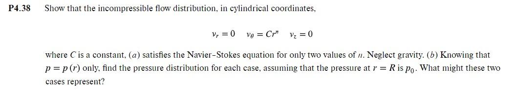 Show that the incompressible flow distribution, in | Chegg.com