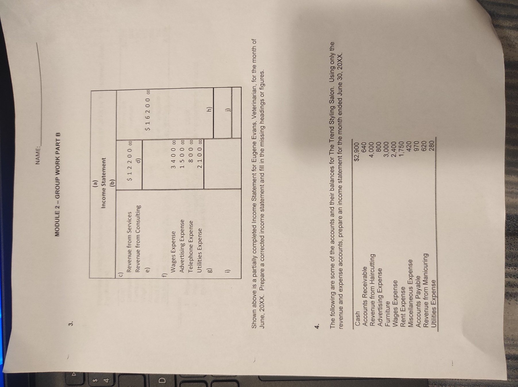 Solved MODULE 2 - GROUP WORK PART B 3. Shown above is a | Chegg.com