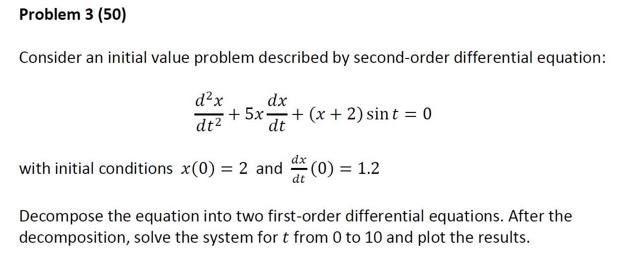 Solved Problem 3 (50) Consider an initial value problem | Chegg.com