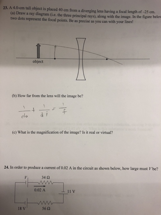 Solved 23. A 4.0-cm tall object is placed 40 cm from a | Chegg.com