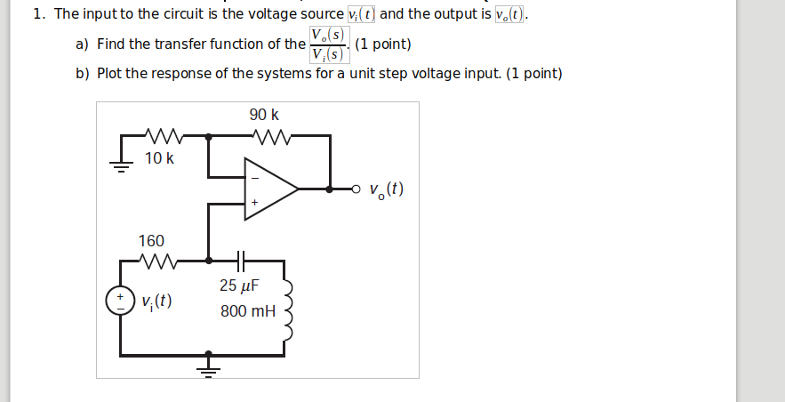 Solved 1. The input to the circuit is the voltage source | Chegg.com