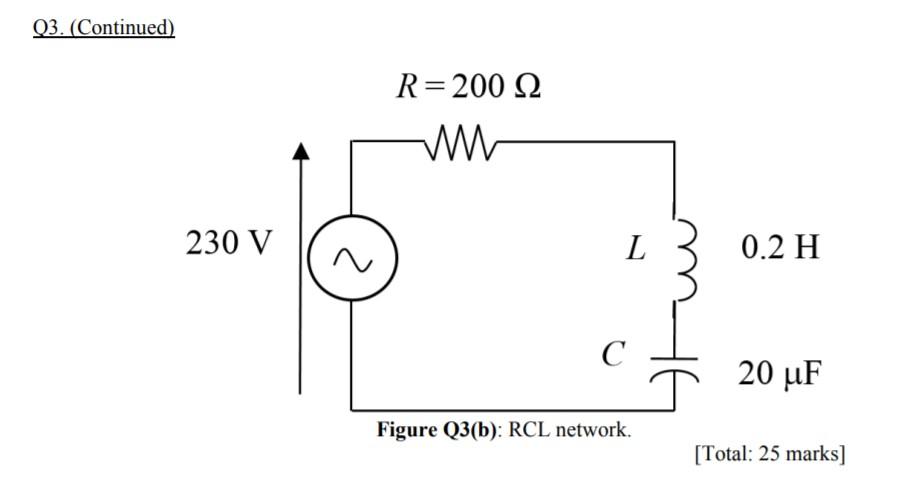 Solved (b) Referring the RCL network with a variable | Chegg.com
