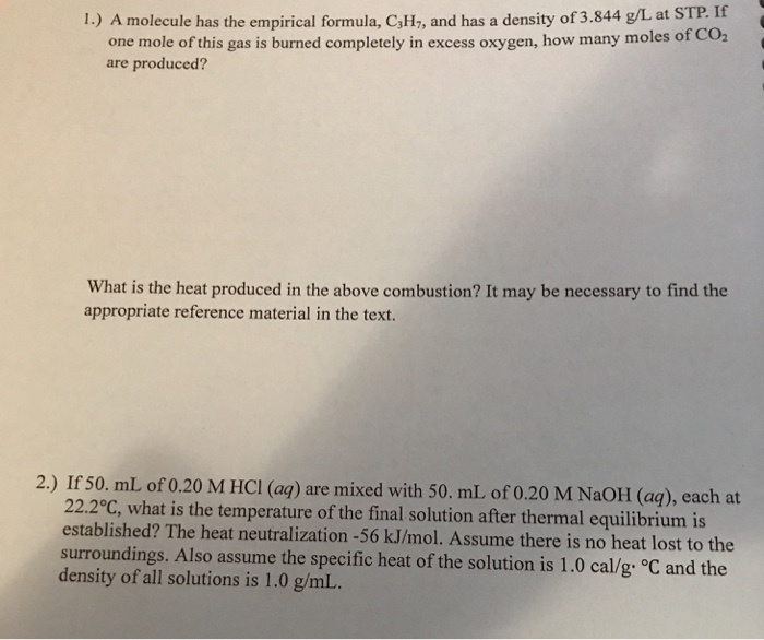 Solved 1.) A molecule has the empirical formula, C,H, and | Chegg.com