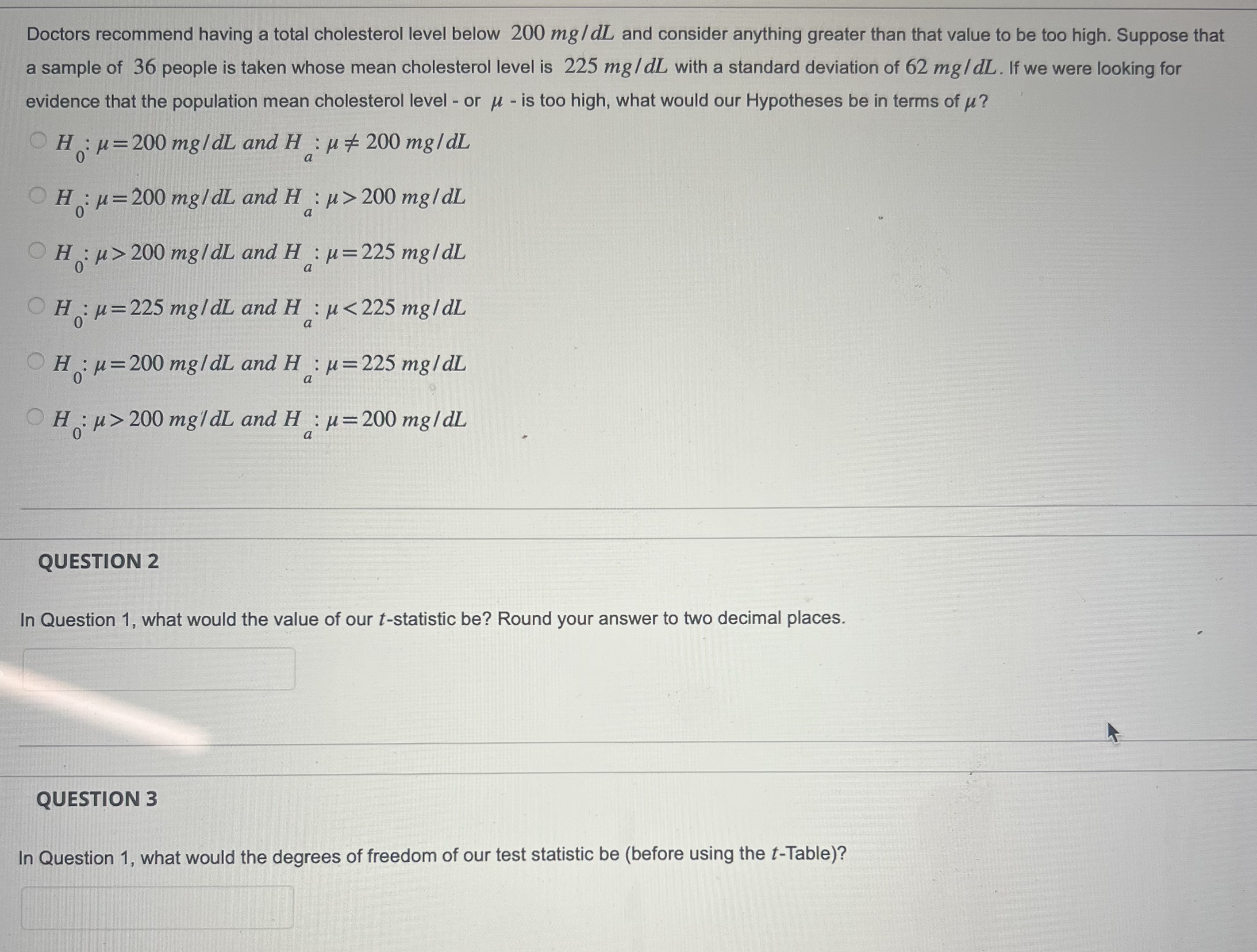 Solved Doctors recommend having a total cholesterol level | Chegg.com