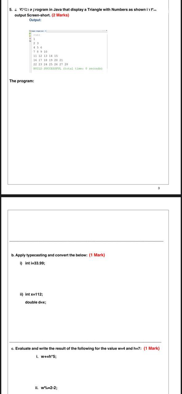 Solved 5. a Va program in Java that display a Triangle with | Chegg.com