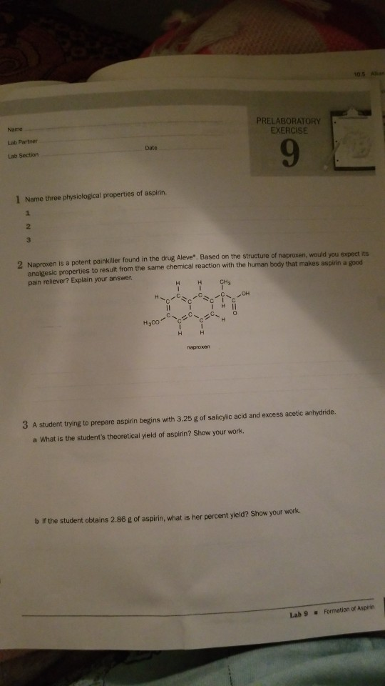 Solved 0.5 An PRELABORATORY EXERCISE Name Lab Partner Lab | Chegg.com