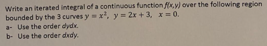 Solved Write an iterated integral of a continuous function | Chegg.com