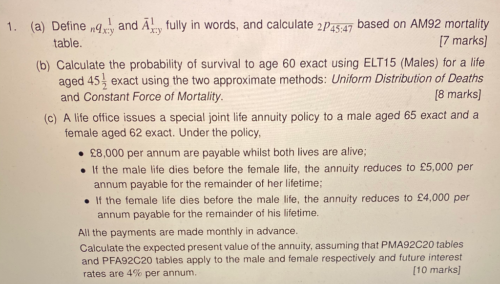 1. (a) Define nqx:) and L., fully in words, and | Chegg.com