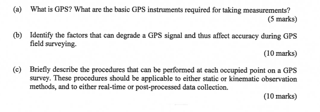 Solved (a) What is GPS? What are the basic GPS instruments | Chegg.com