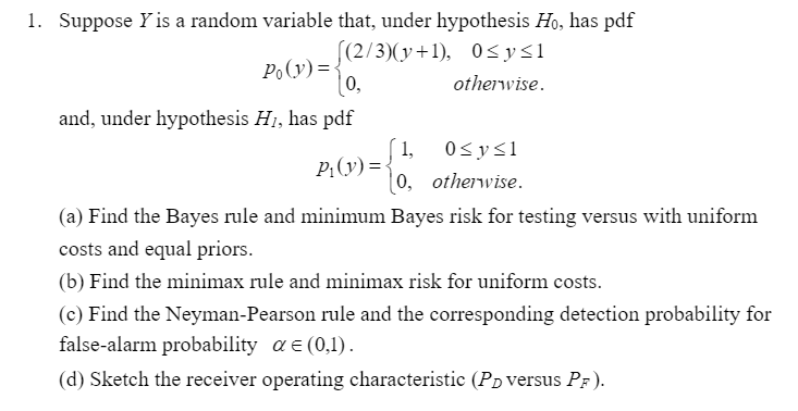 Solved Pi(y)= 1. Suppose Y is a random variable that, under | Chegg.com