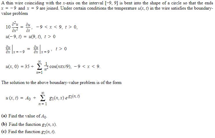 Solved A thin wire coinciding with the x-axis on the | Chegg.com