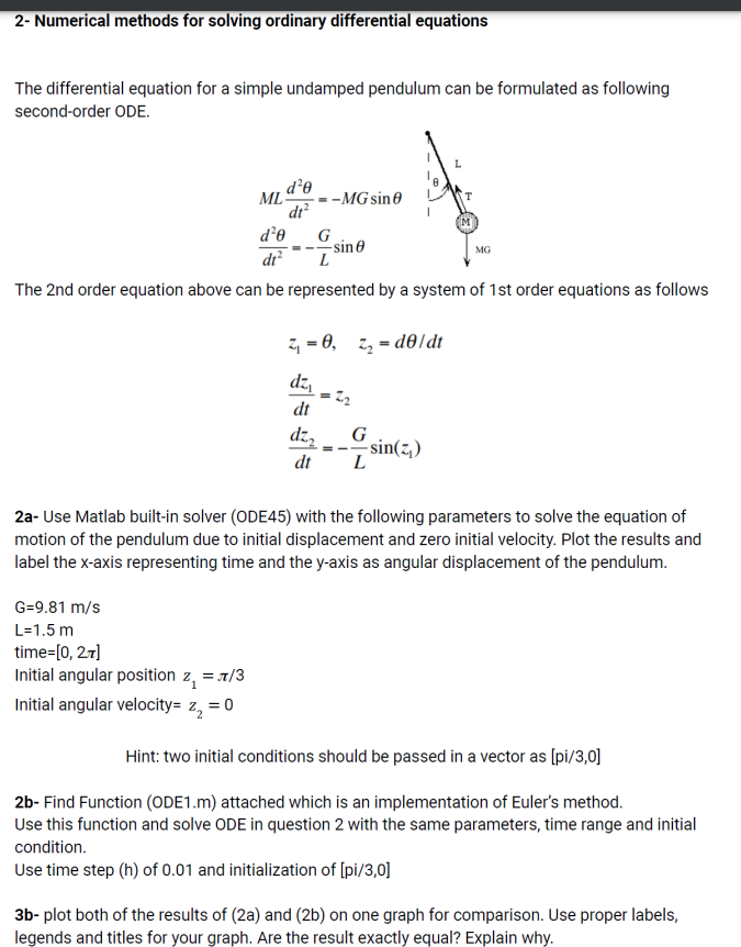 Solved 2- Numerical methods for solving ordinary | Chegg.com