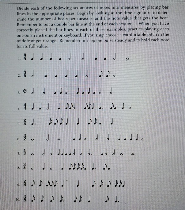 Divide each of the following sequences of notes into | Chegg.com